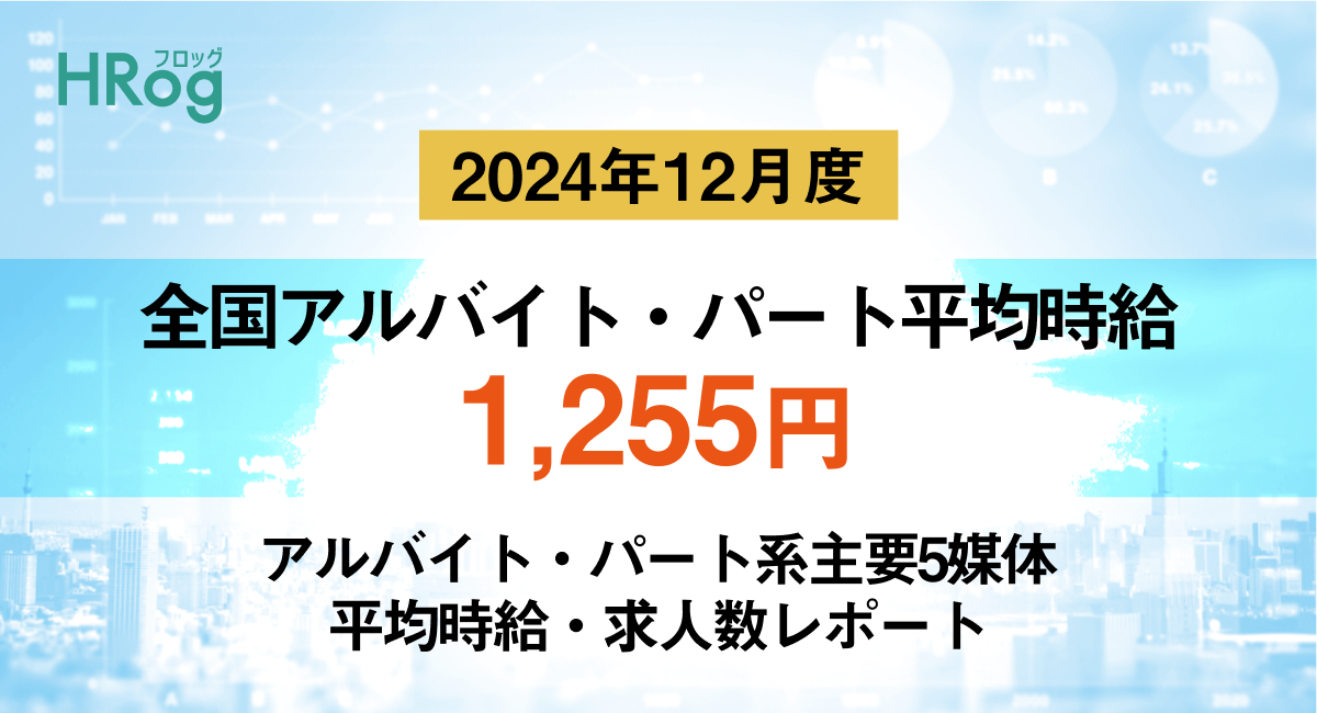 2024年12月度のアルバイト・パート 平均時給・求人数レポートを発表しました - HRogリスト for アカデミア